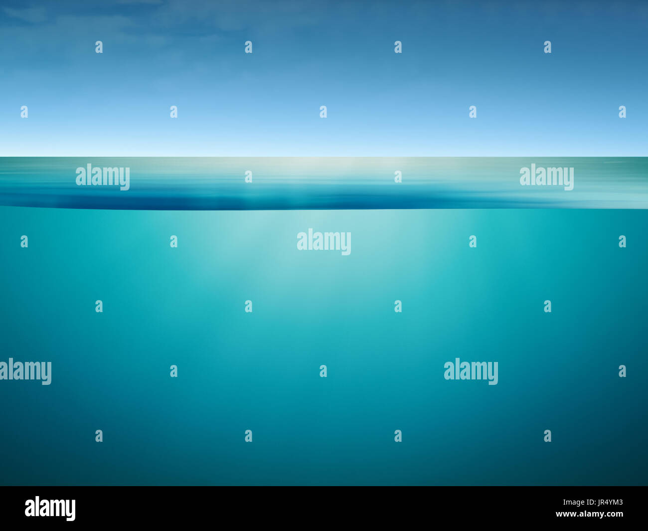 3d rendering blue ocean side view with underwater Stock Photo - Alamy