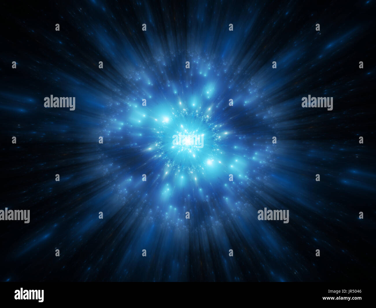 Blue glowing multidimensional object in space, computer generated ...