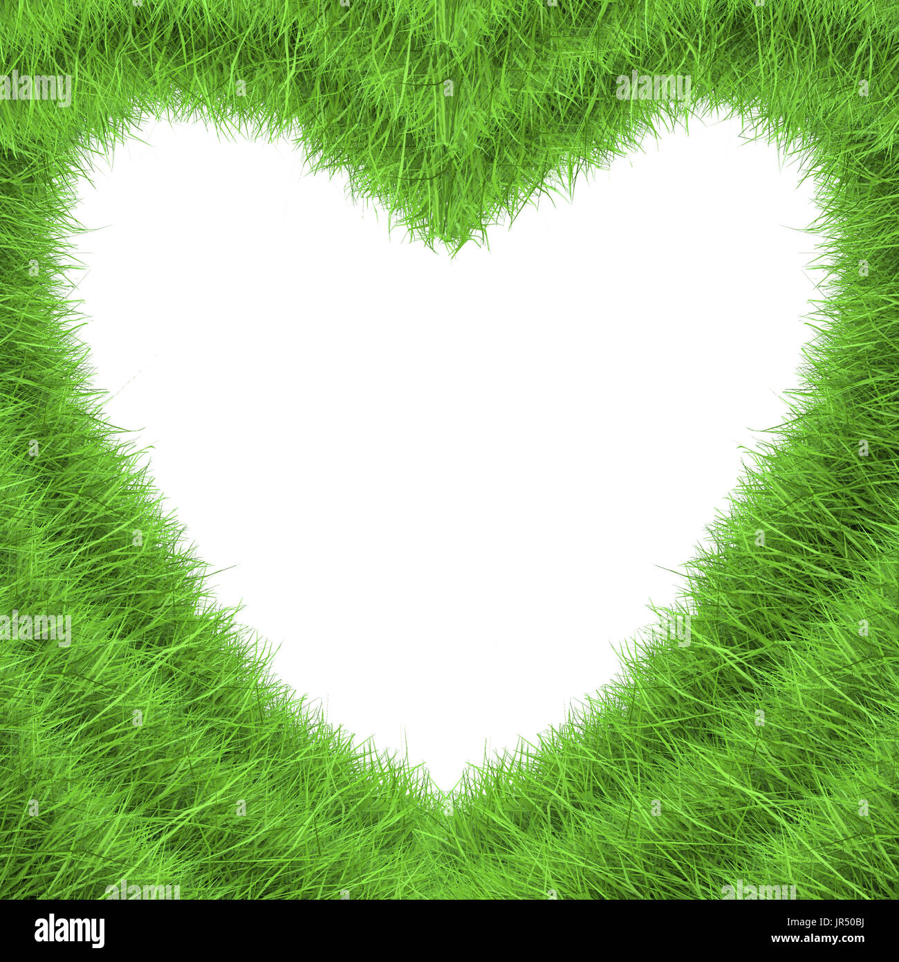 green grass heart shape on white background Stock Photo - Alamy