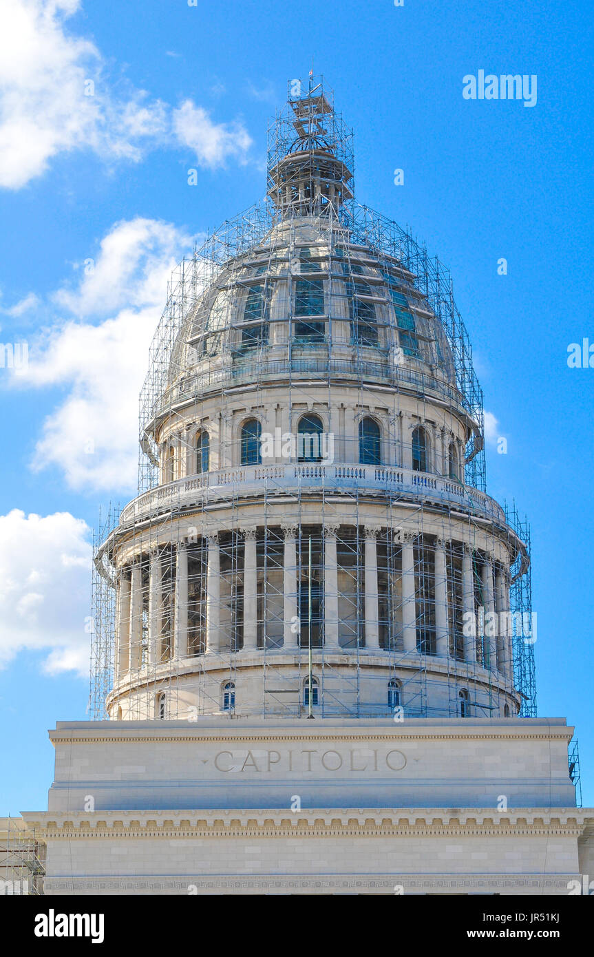 Architectural detail of the Capitol building (El Capitolio) in Havana ...