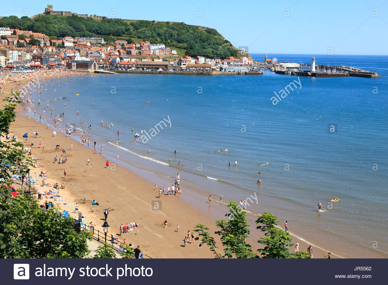 Scarborough Harbour Seafront Castle Stock Photos & Scarborough Harbour ...
