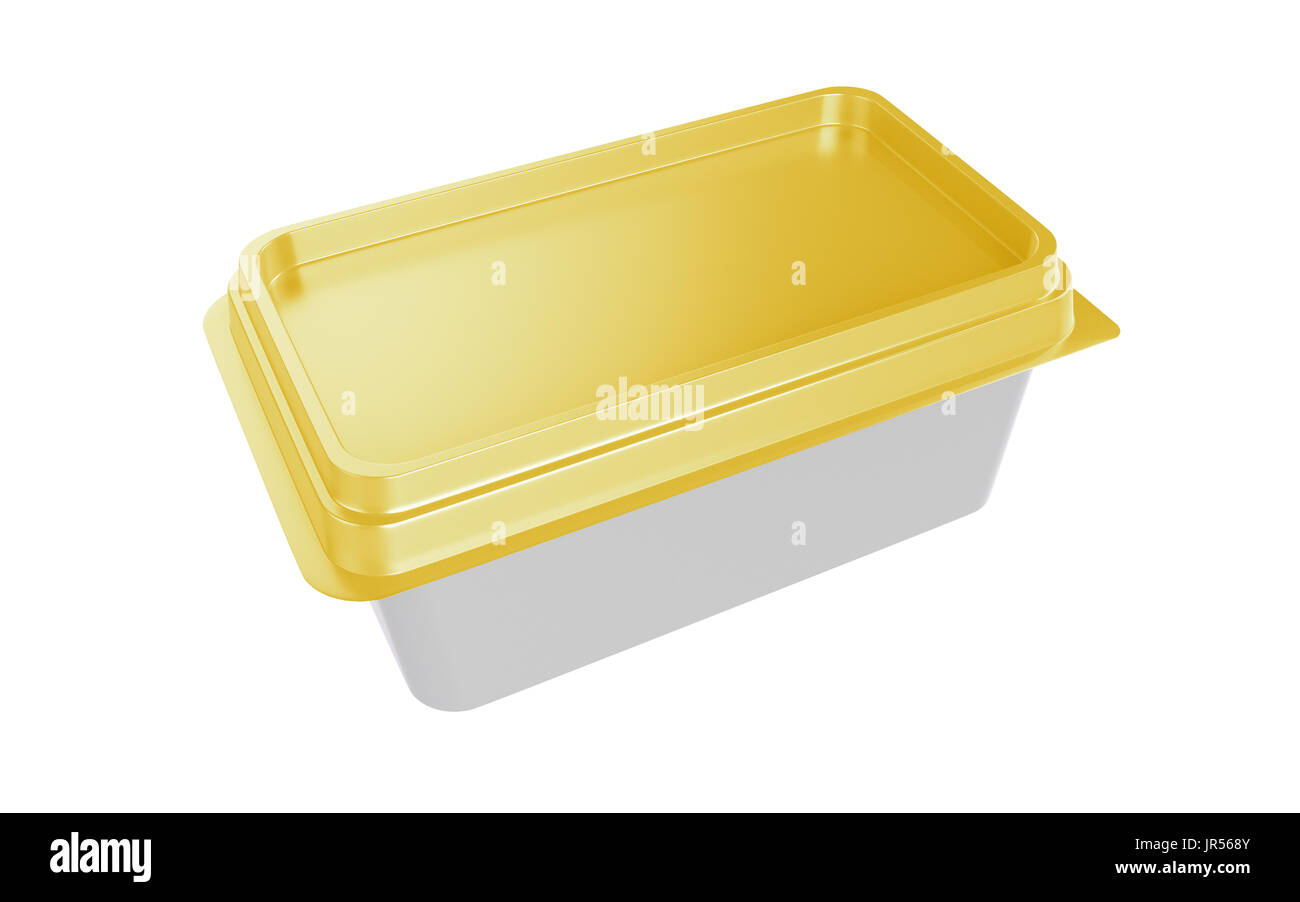 3D realistic render container for butter, melted cheese or margarine ...