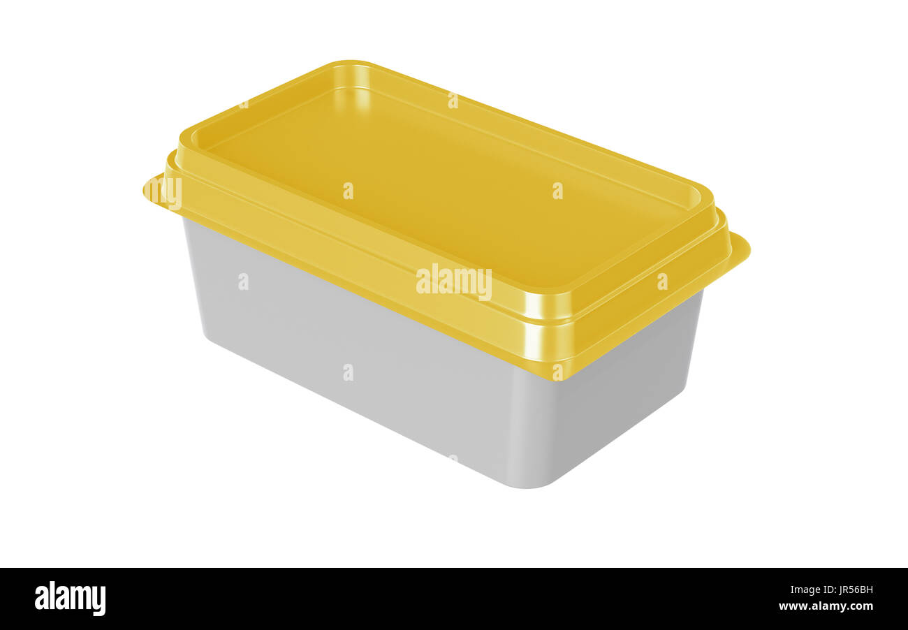 3D realistic render container for butter, melted cheese or margarine ...