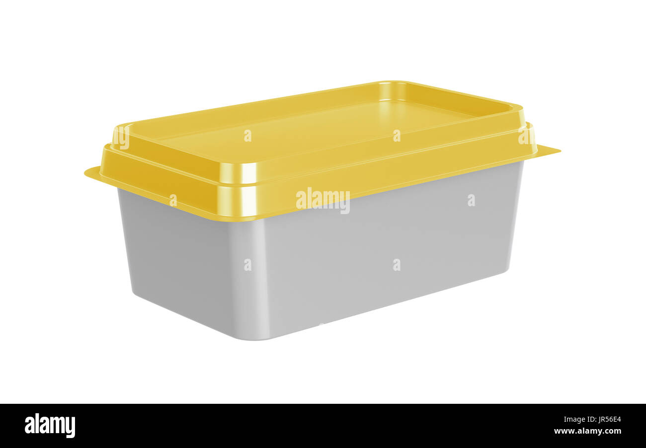 3D realistic render container for butter, melted cheese or margarine ...