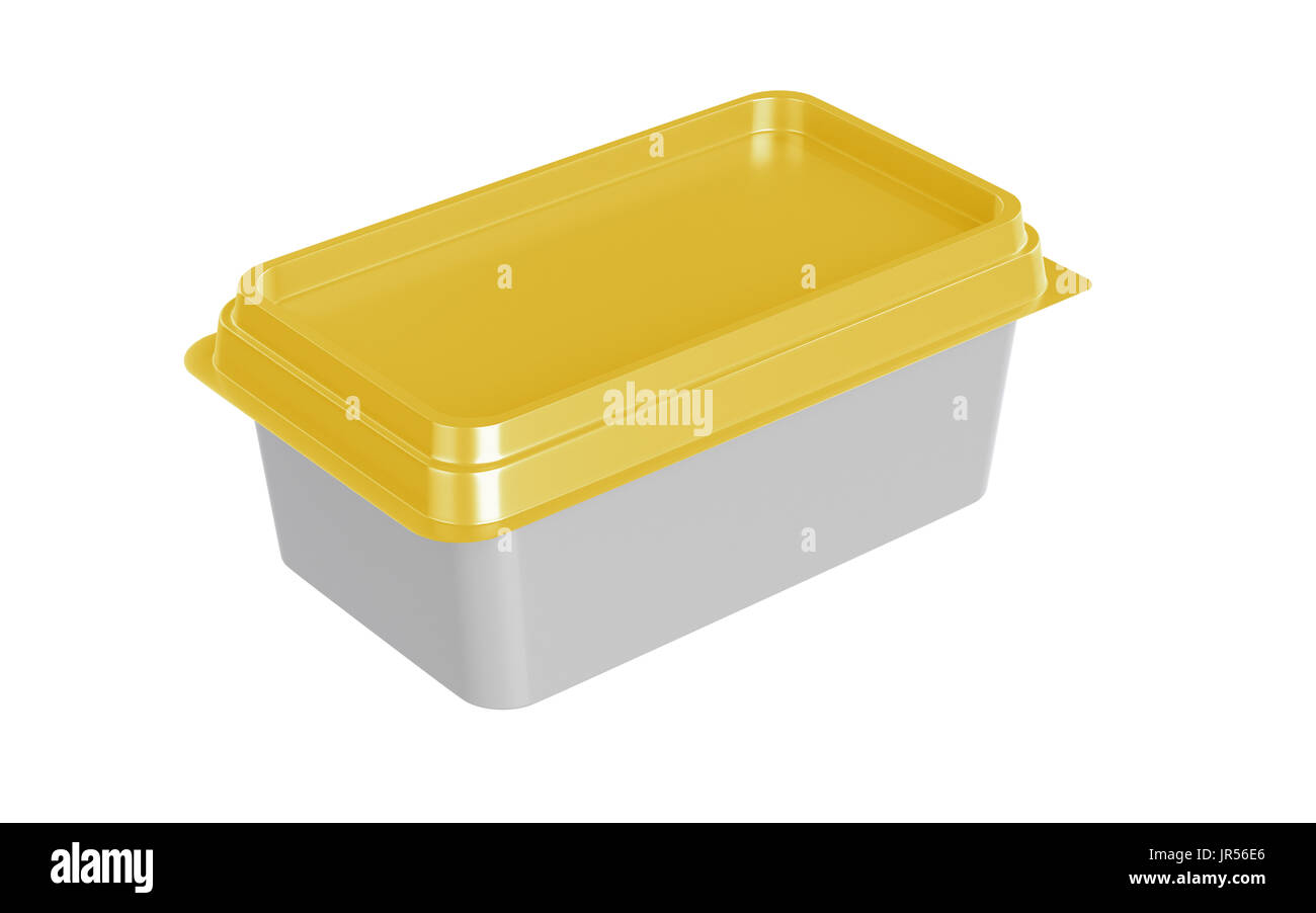 3D realistic render container for butter, melted cheese or margarine ...
