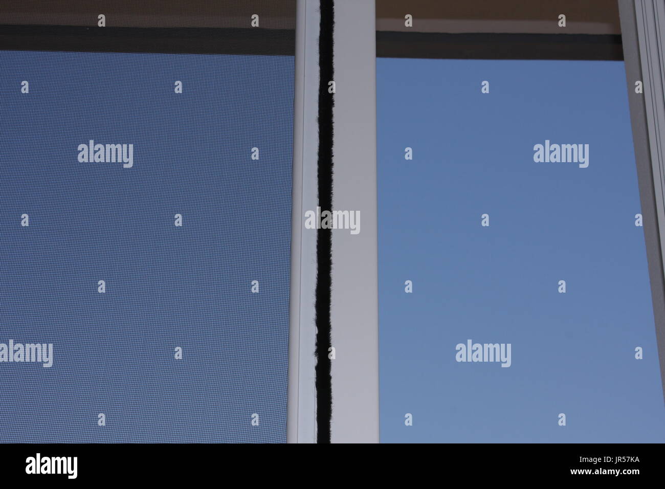 Installing mosquito nets for plastic windows Stock Photo - Alamy