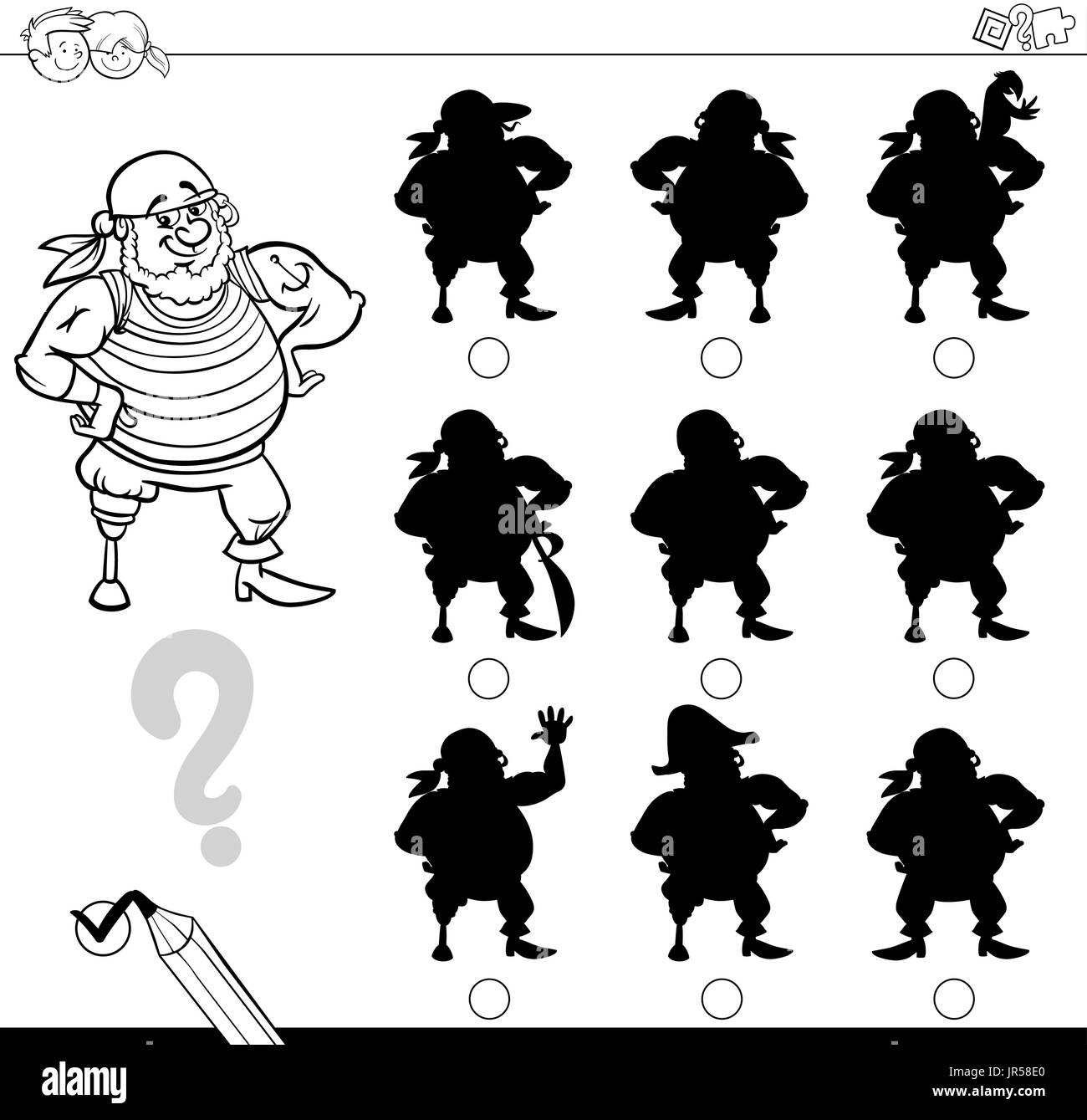 Black and White Cartoon Illustration of Finding the Shadow without ...