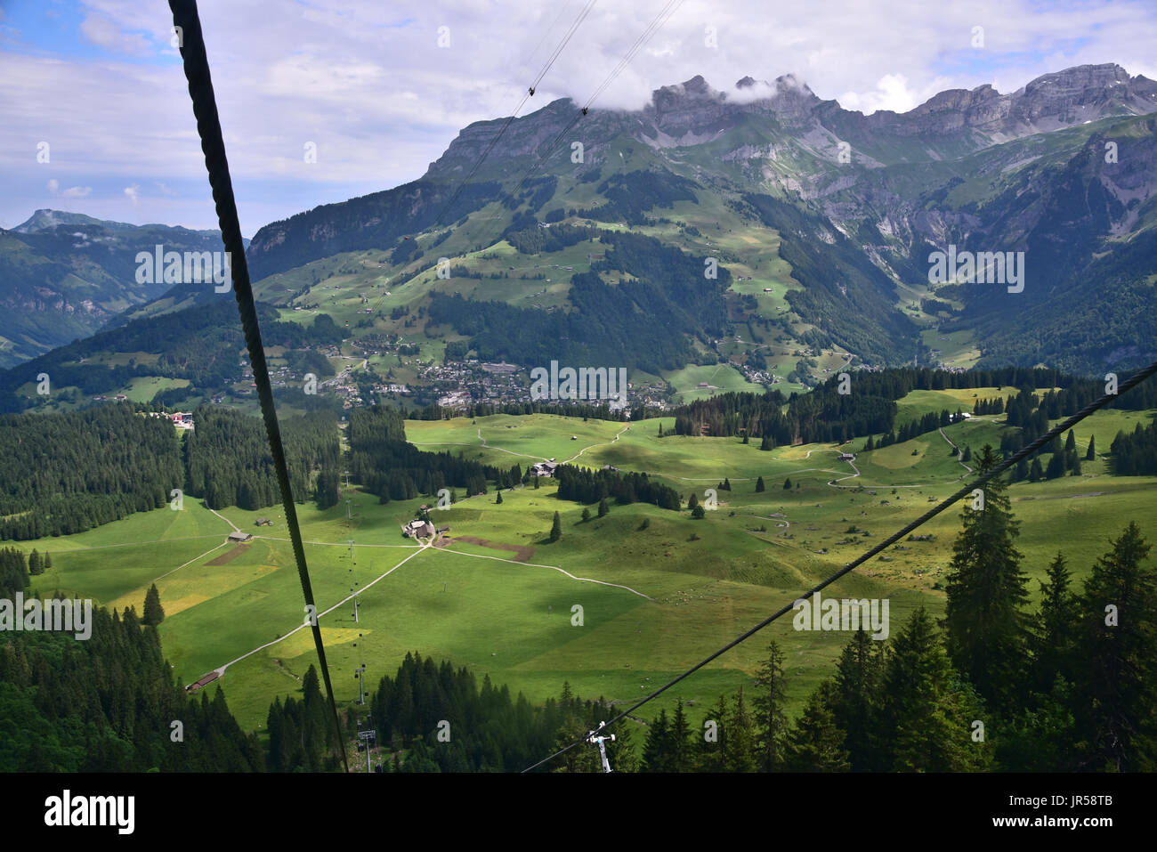 aerial view of engelberg town from cable car,switzerland,europe Stock ...