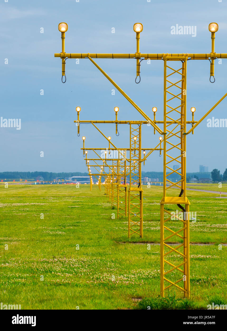 Airport Landing lights at the runway Stock Photo - Alamy