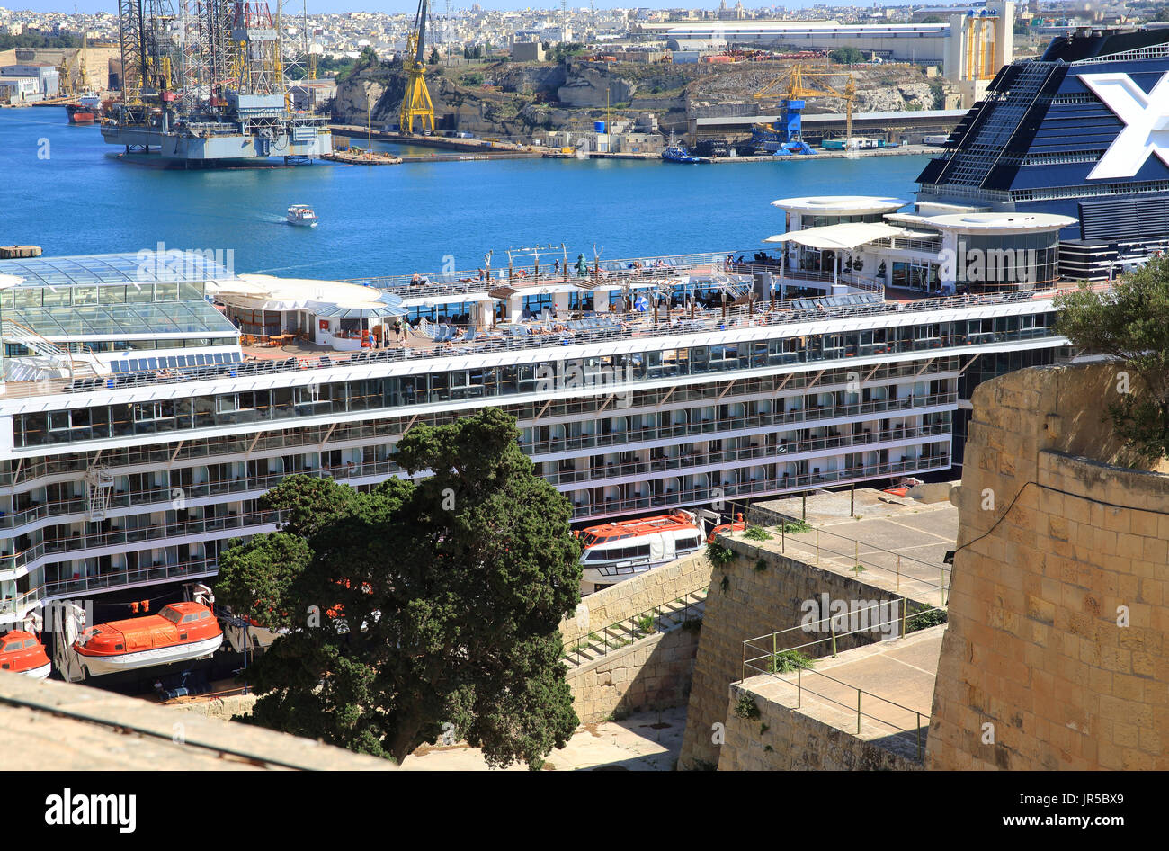 Big cruise liner on Valletta Waterfront, in Malta Stock Photo - Alamy
