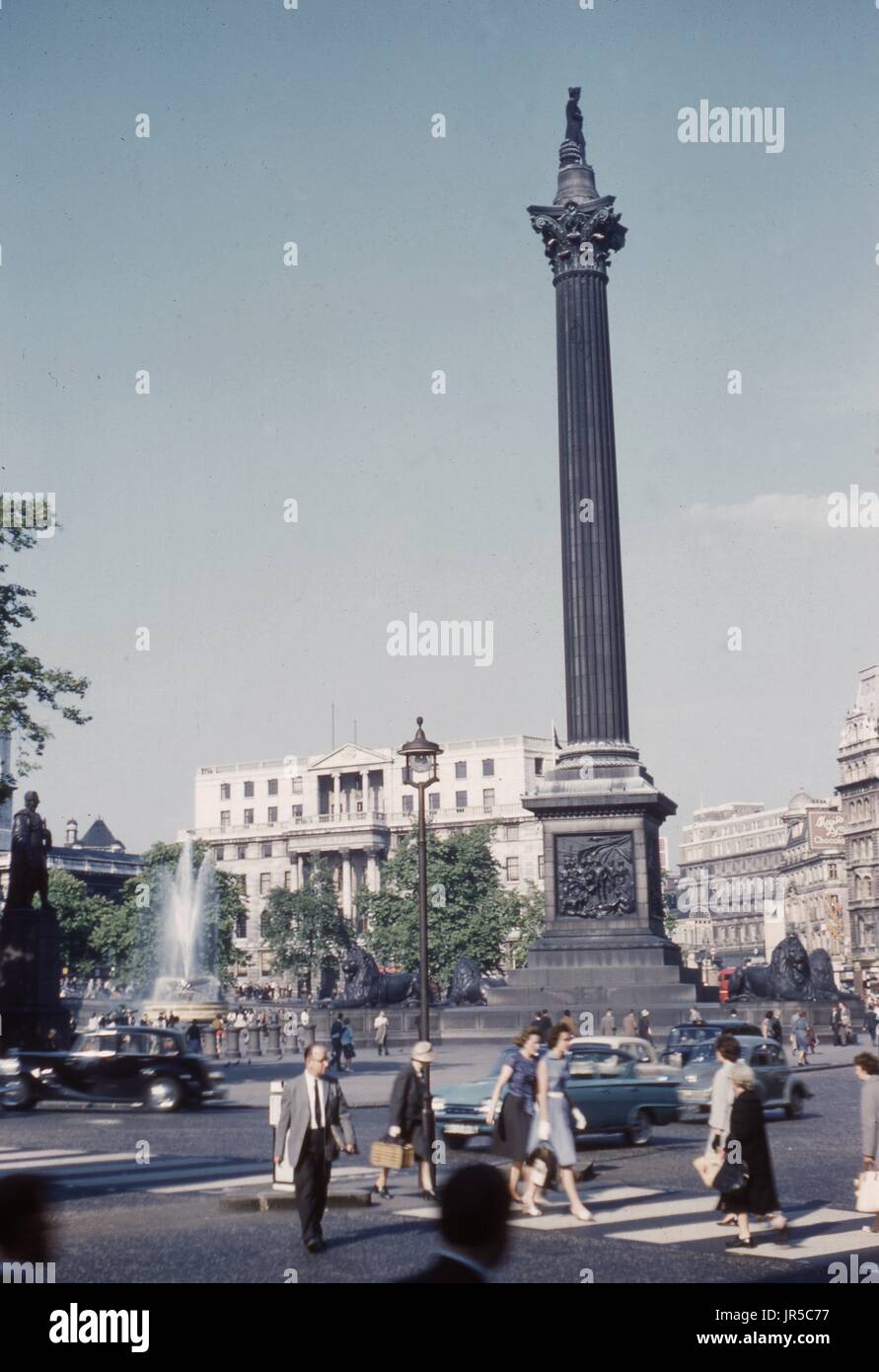 Trafalgar Square, London, England. Nelson Monument - Nelson's Column ...