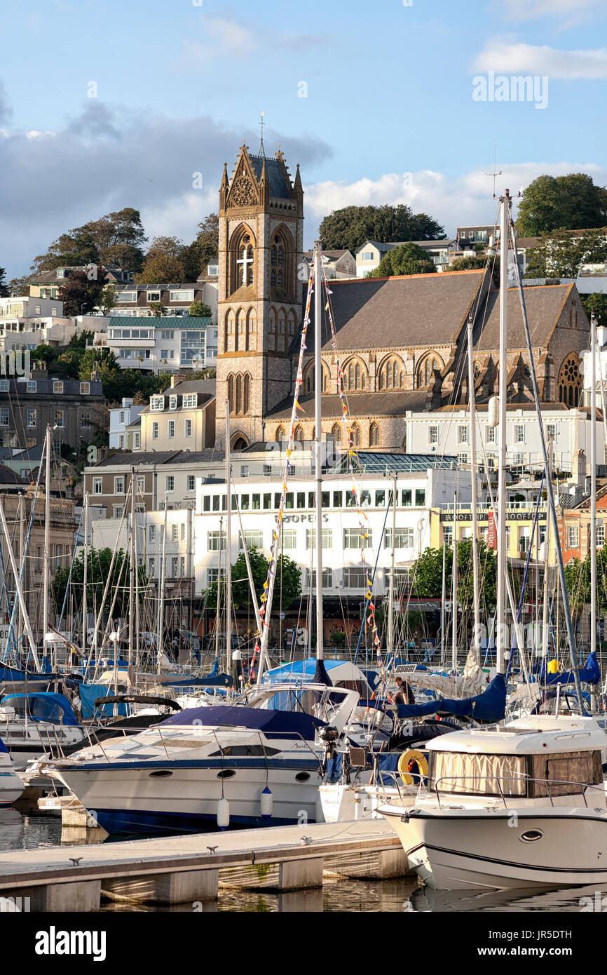 Boats moored in Torquay harbour Stock Photo - Alamy