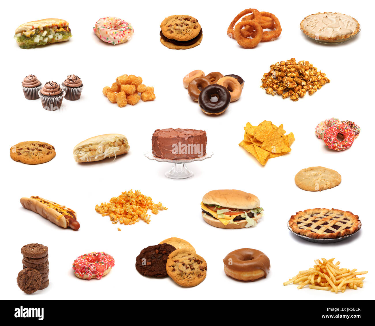 A Collage Of Various Junk Food Items Both Sweet And Savory Stock Photo