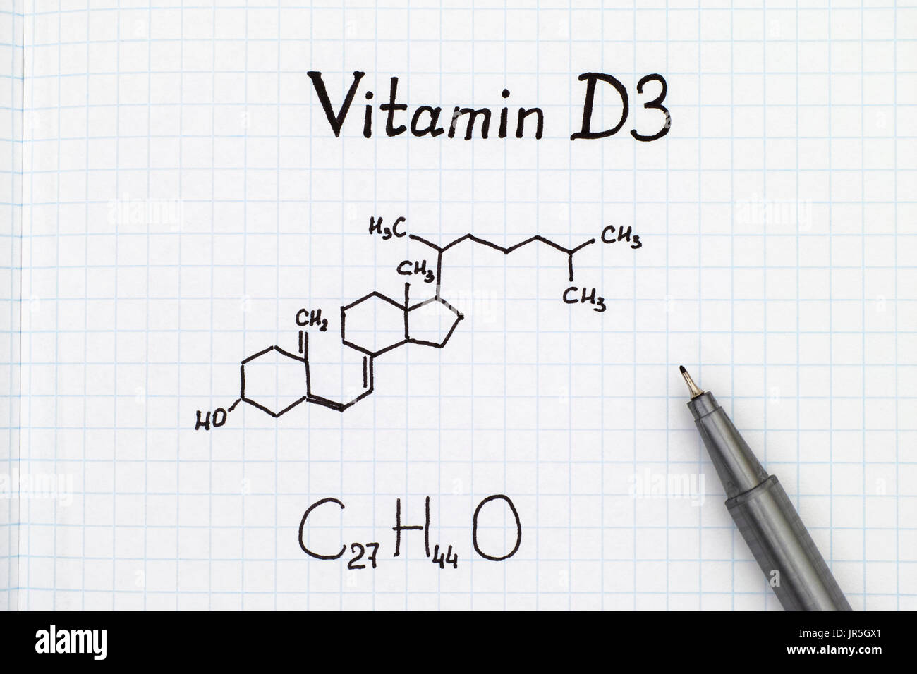 Chemical formula of Vitamin D3 with black pen Stock Photo - Alamy