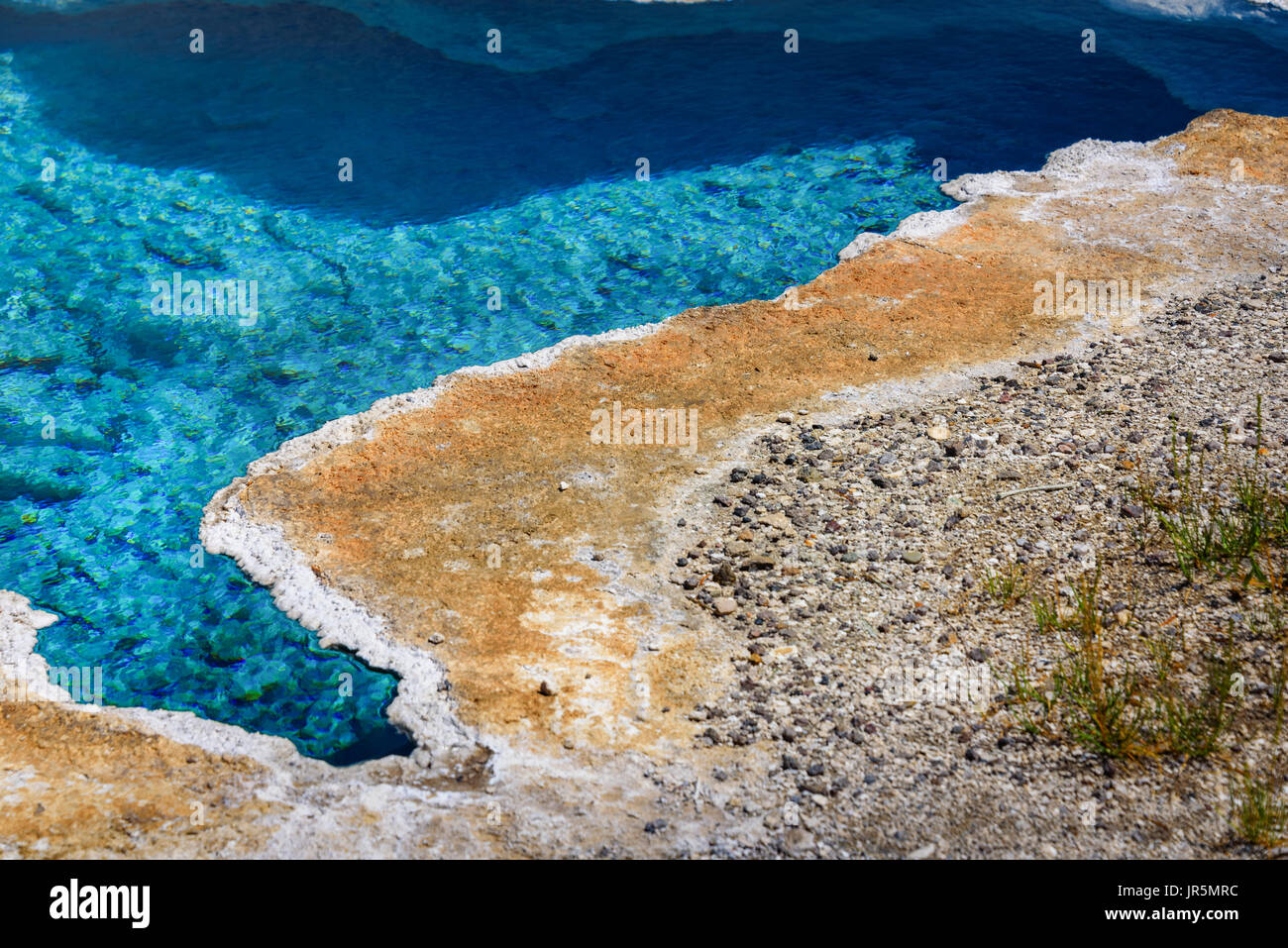 Closeup of the Blue Star Spring Geyser. Hot spring, pool with blue ...