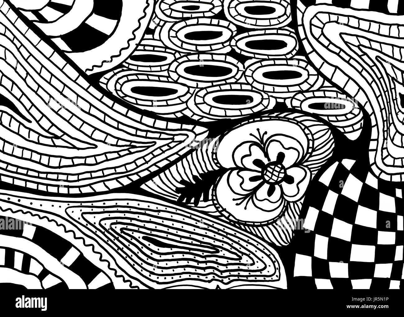 Black And White Abstract Pen Drawing