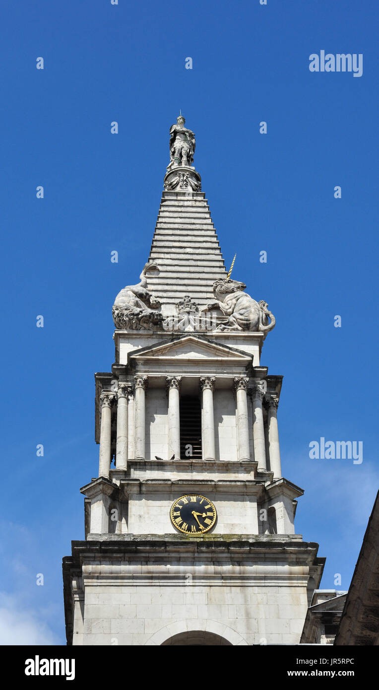 Tower of St George's Parish Church, Bloomsbury, London, England, UK ...
