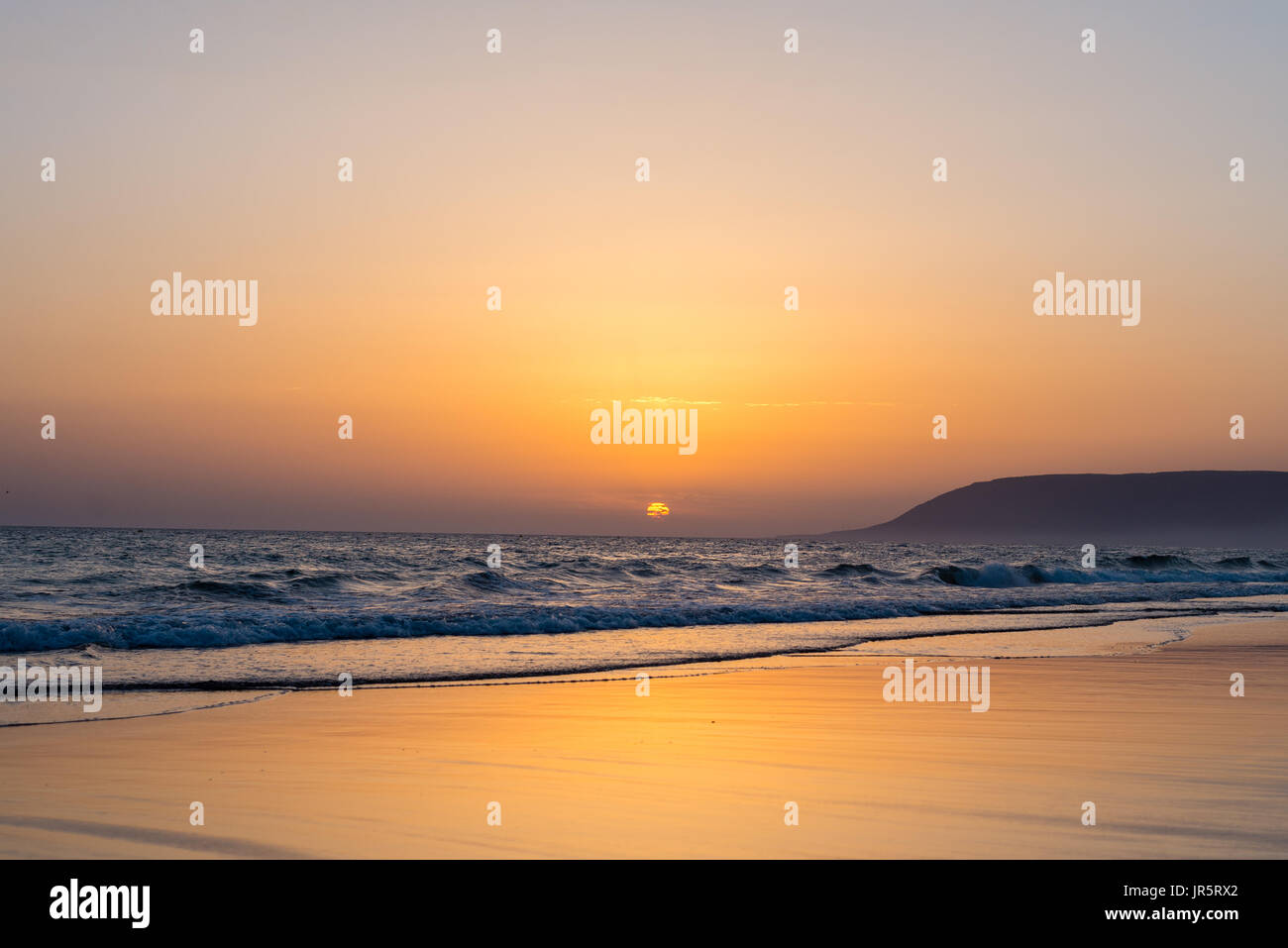 Beach at sunset, Agadir Morocco Stock Photo - Alamy