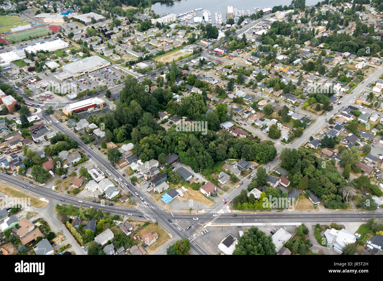 aerial view of housing and marina at Dunlap/Rainier Beach, Seattle ...