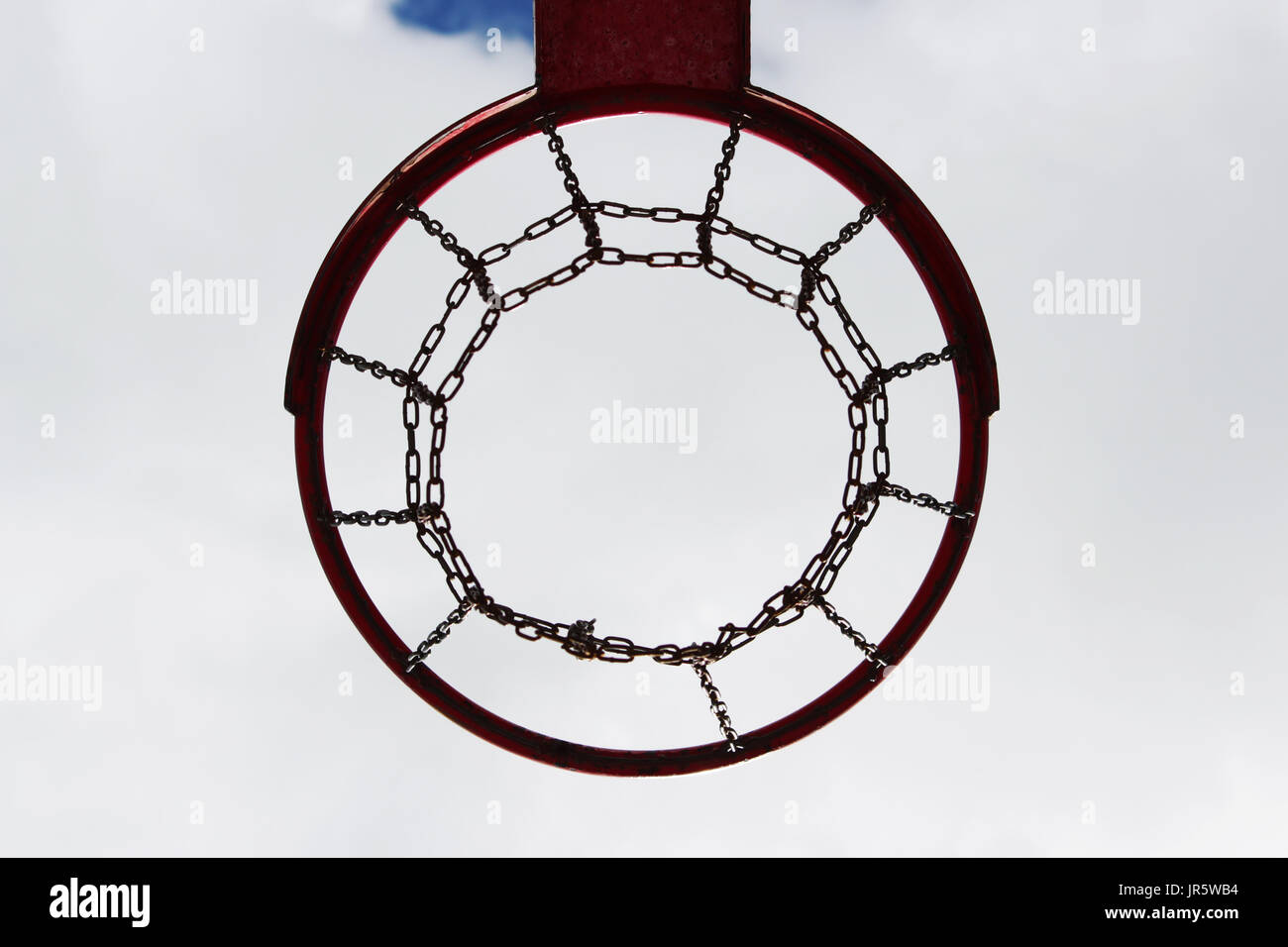 red basketball hoop view from below against the blue sky Stock Photo ...