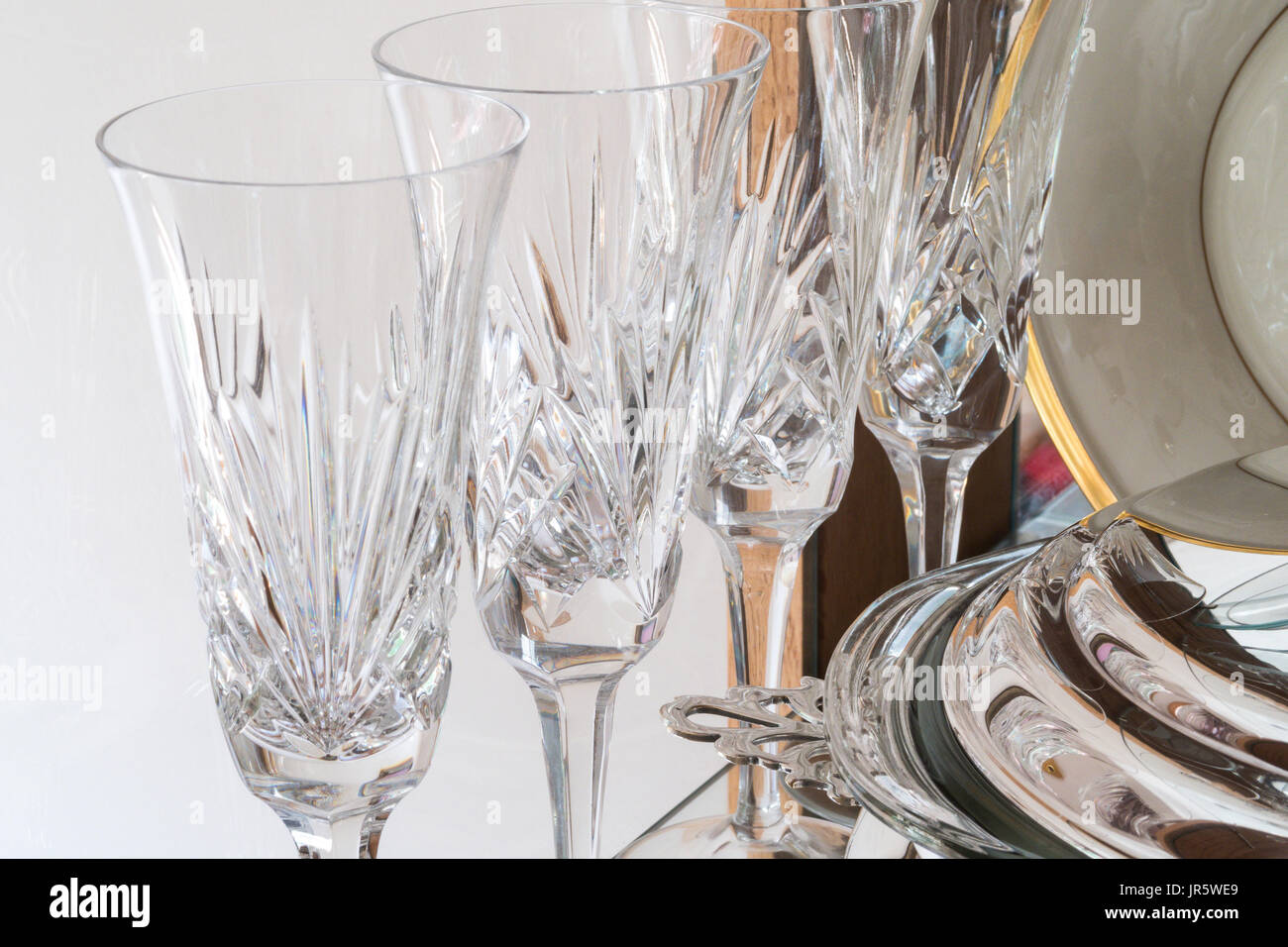 Still Life Crystal Flutes and China Pieces, USA Stock Photo - Alamy