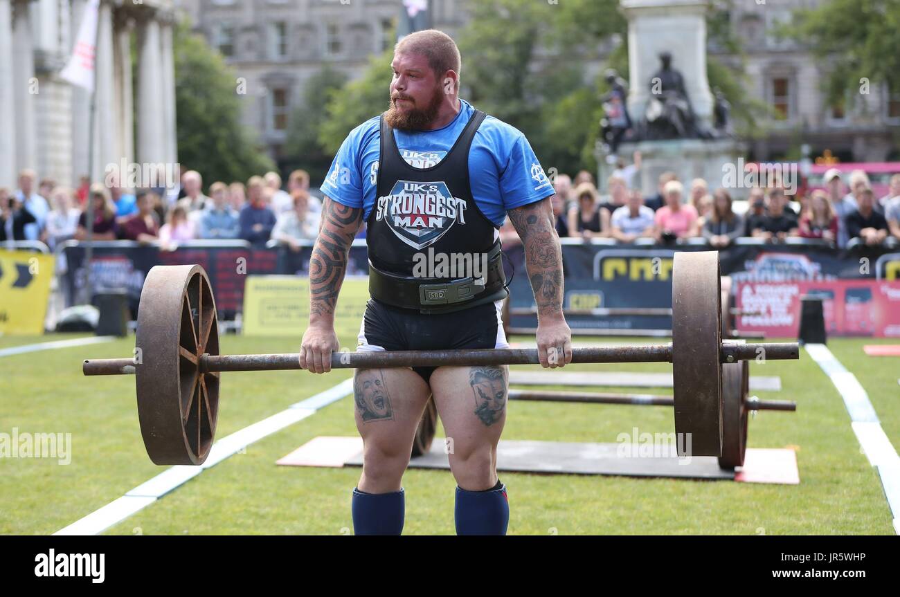 England's Aron Page competes in the Axel Dead lift during the UK ...