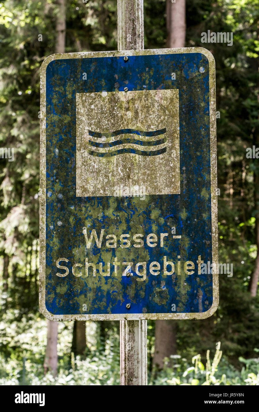old rusty vintage forgotten german sign in the forest translation ...