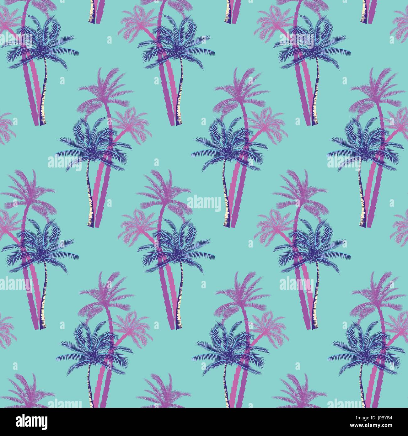 Vector Beautiful exotic tropical summer pattern with palm trees Stock ...