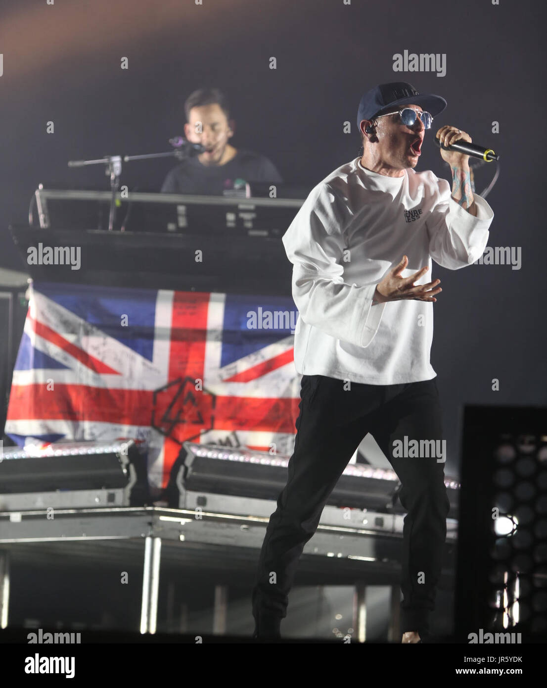 Linkin Park performing at the O2 Arena in London Featuring: Linkin Park ...