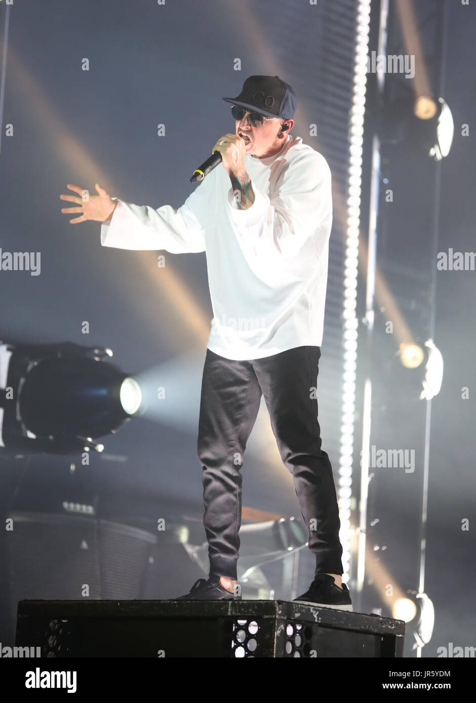 Linkin Park performing at the O2 Arena in London Featuring: Linkin Park ...