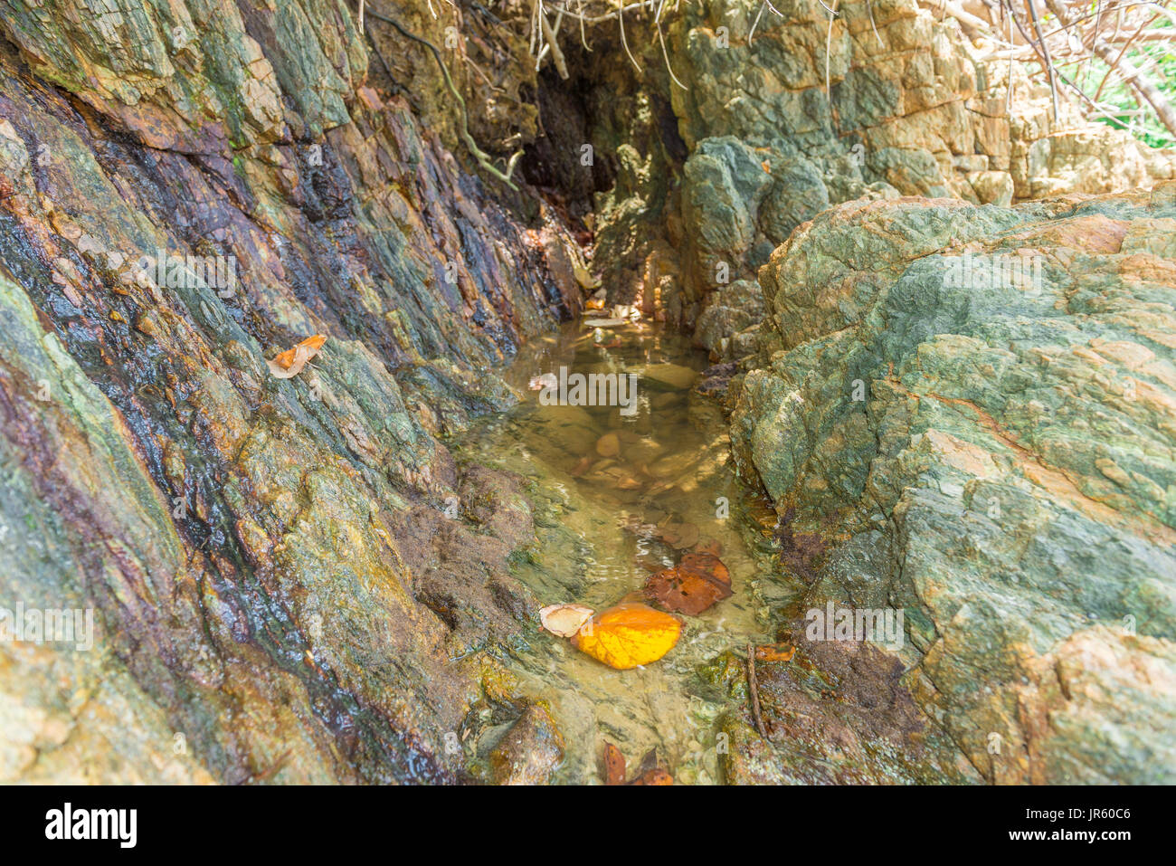 Small clean water lake between rocks by the beach Stock Photo - Alamy