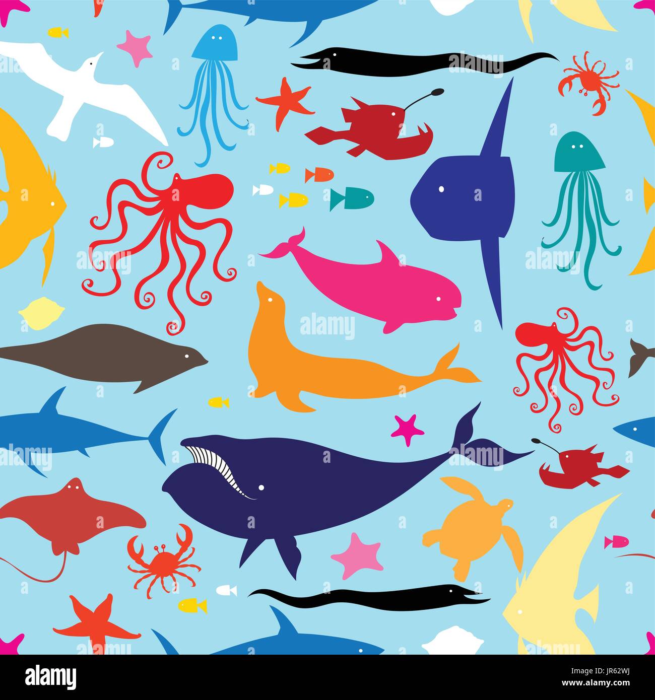 Pattern marine animals fish Stock Vector Images - Alamy
