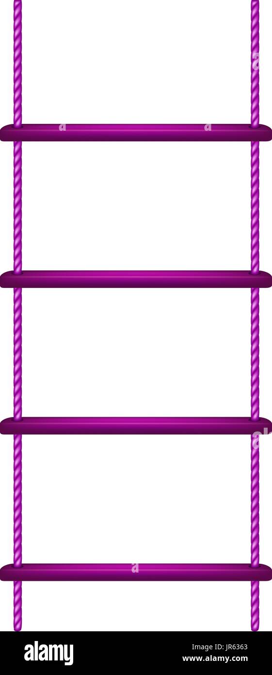 Wooden rope ladder in purple design on white background Stock Vector ...
