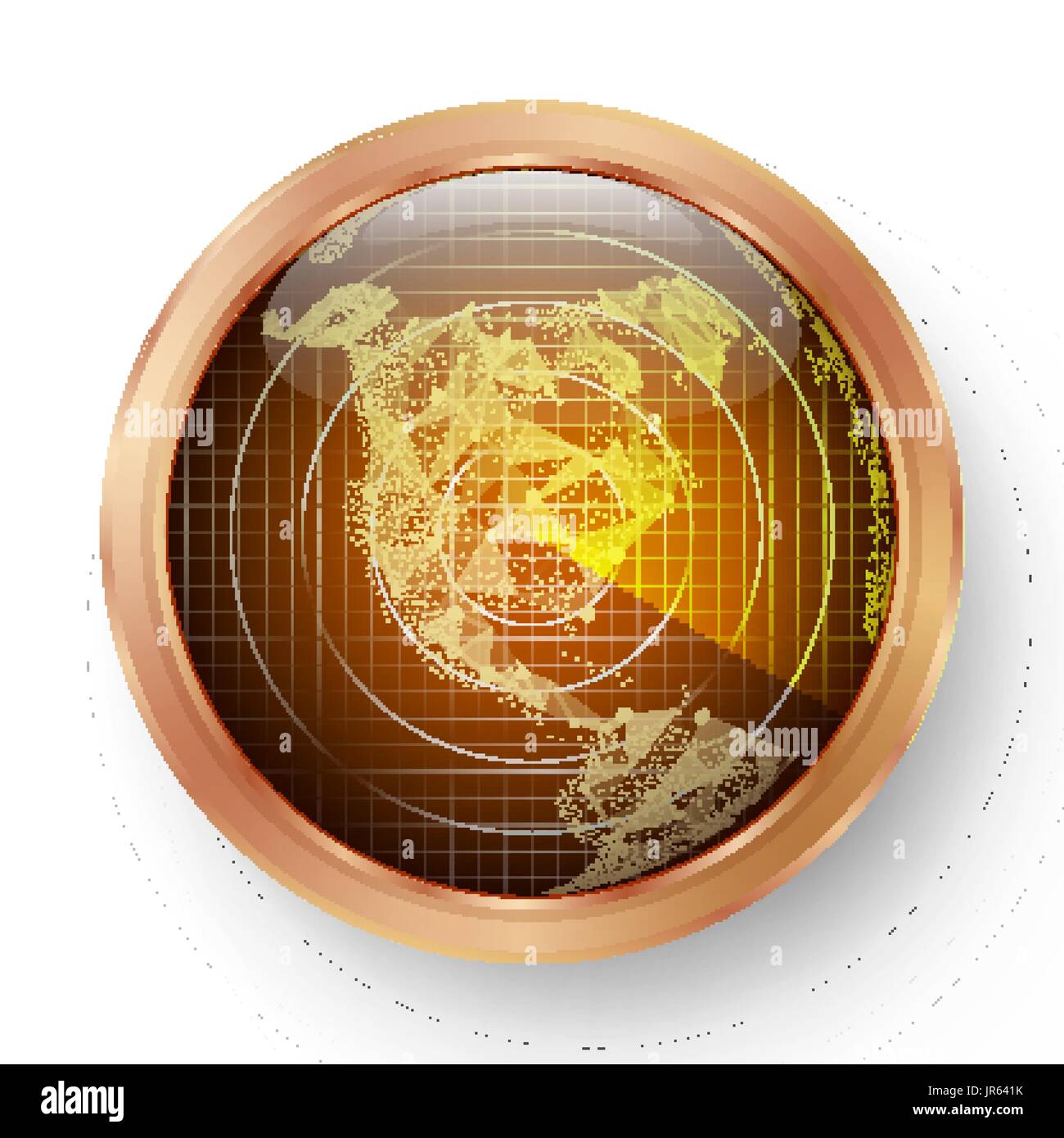 Radar Icon Vector. Realistic Surveillance Radar Screen Illustration On ...