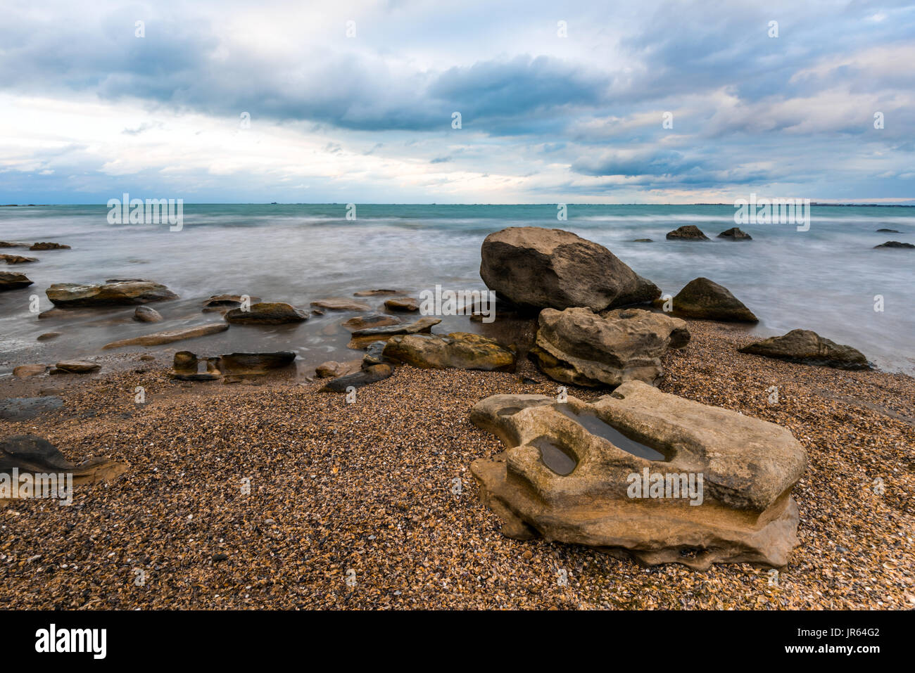 Dramatic beautiful seascape, coast line. Long exposure photography ...