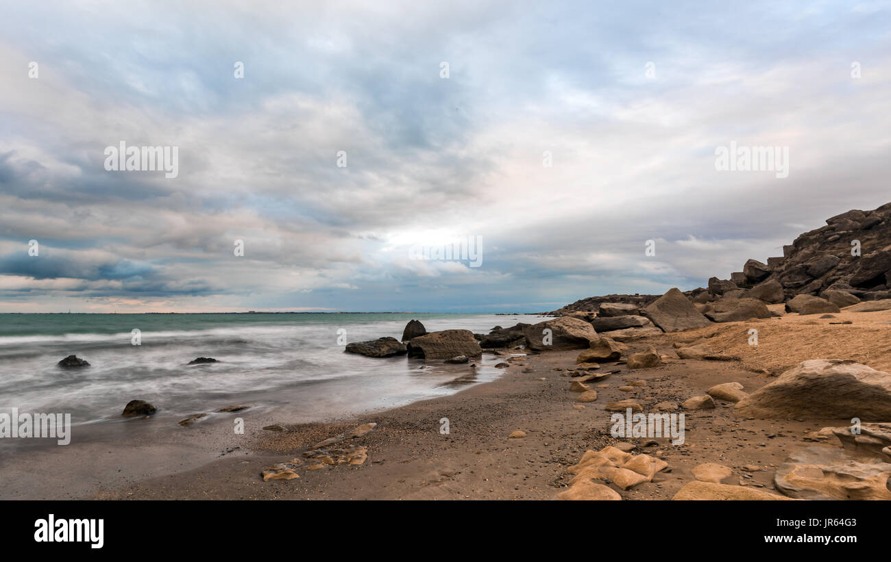 Dramatic beautiful seascape, coast line. Long exposure photography ...