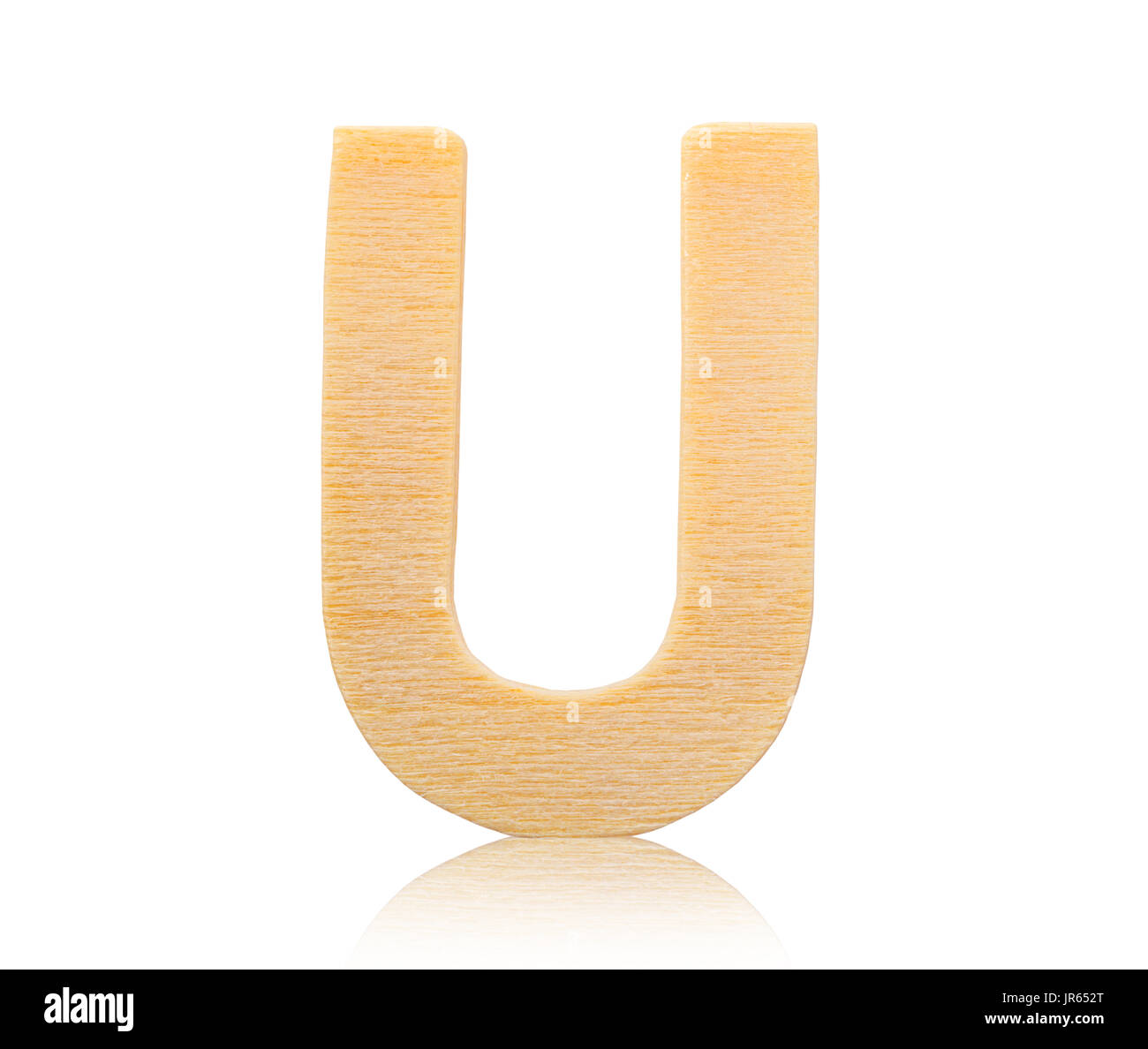 Single capital block wooden letter U isolated on white background, Save ...