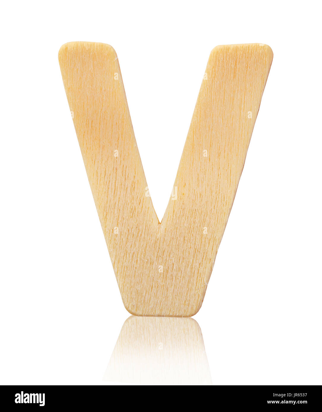Single capital block wooden letter V isolated on white background, Save ...