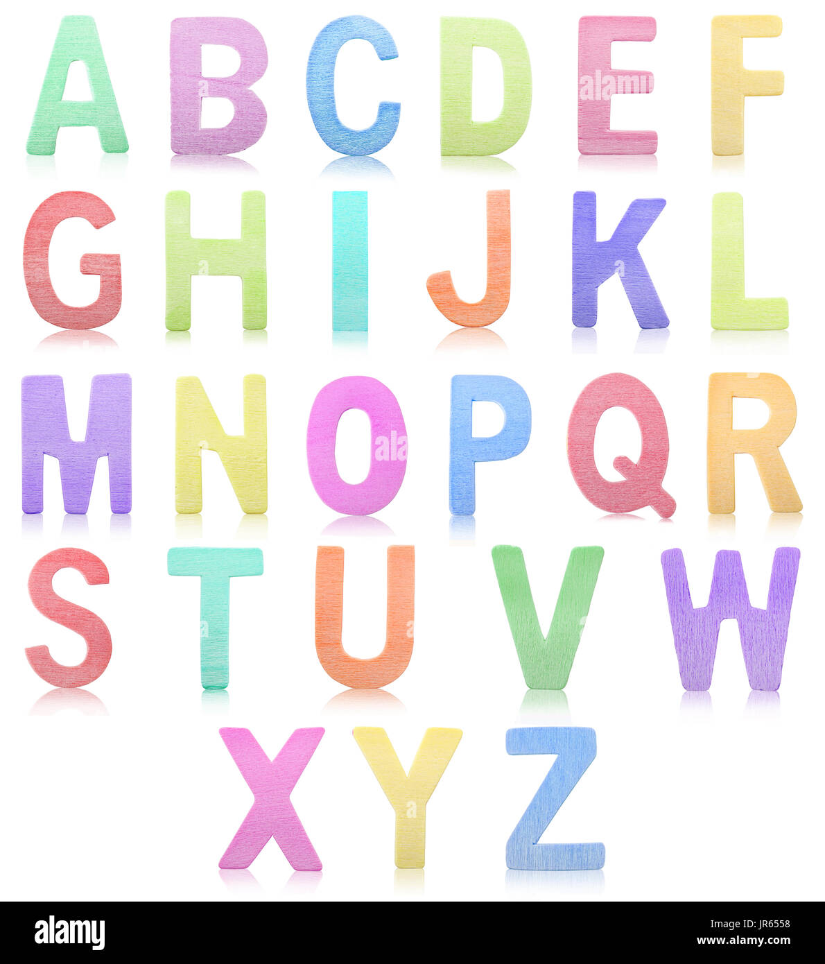 colorful Set of Wooden alphabet letters isolated on white background ...