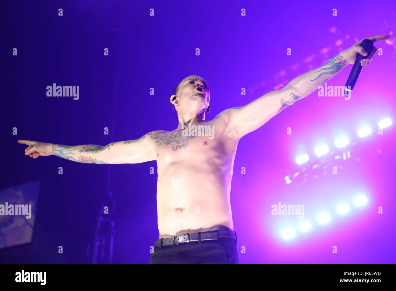 Linkin Park live onstage at The O2 Arena, London, as part of their One ...