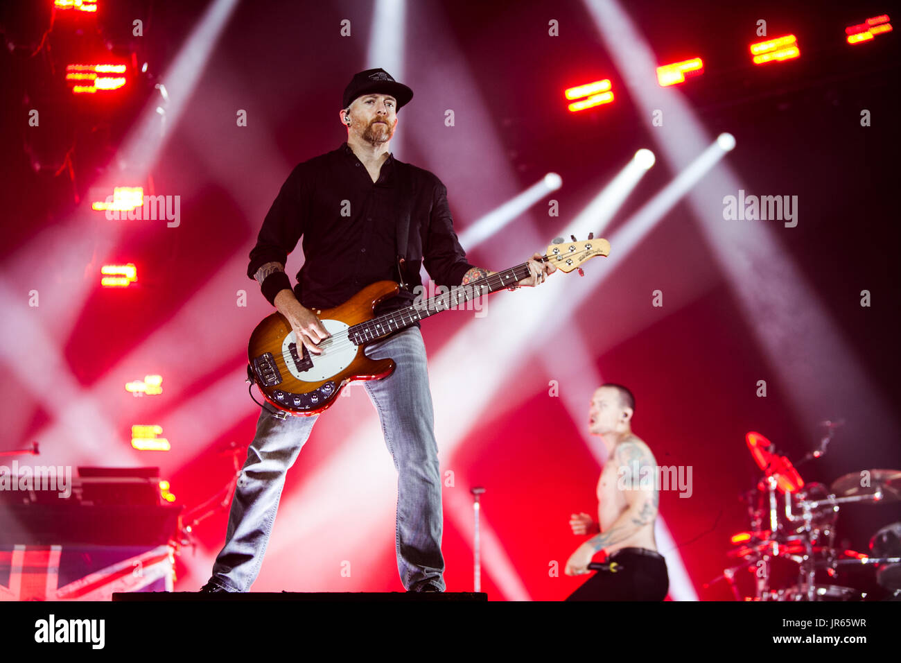 Linkin Park live onstage at The O2 Arena, London, as part of their One ...