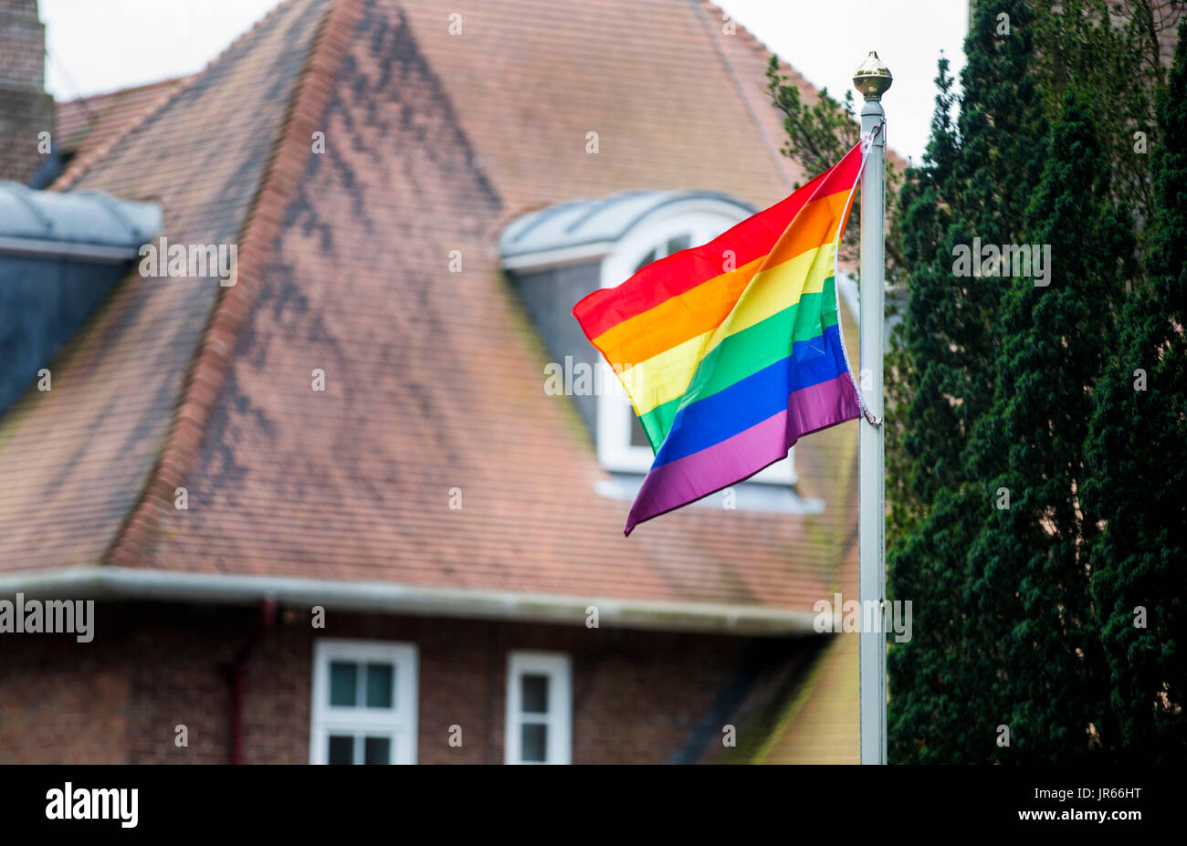 The rainbow flag flying at Stormont House in Belfast to mark the city's ...