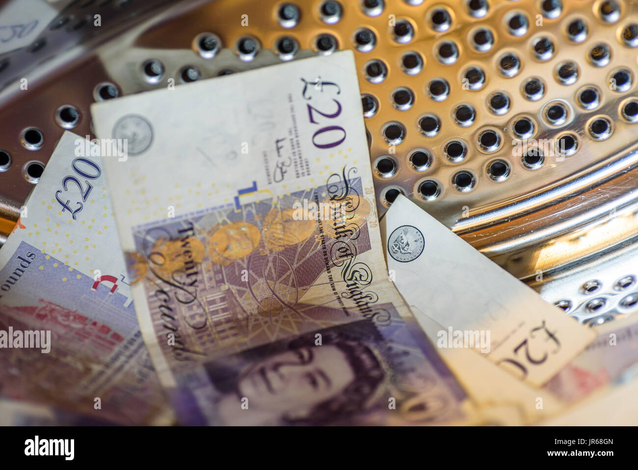 British Sterling Pounds Notes In Washing Machine. Money Laundering ...