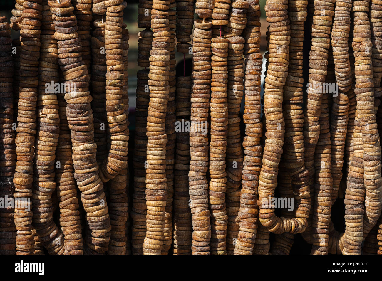 Dried organic figs (Ficus carica) at a street market in Morocco Stock ...