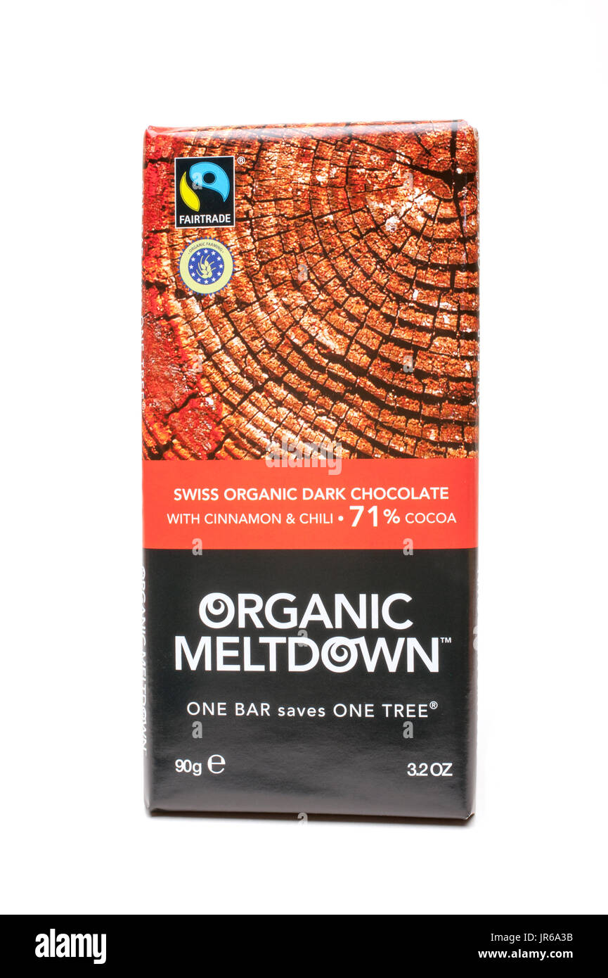 Organic Chocolate bar on a white background not cut out Stock Photo - Alamy