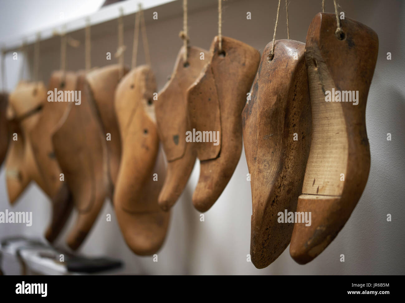 Wooden shoe Lasts from a traditional Shoemaker Stock Photo - Alamy
