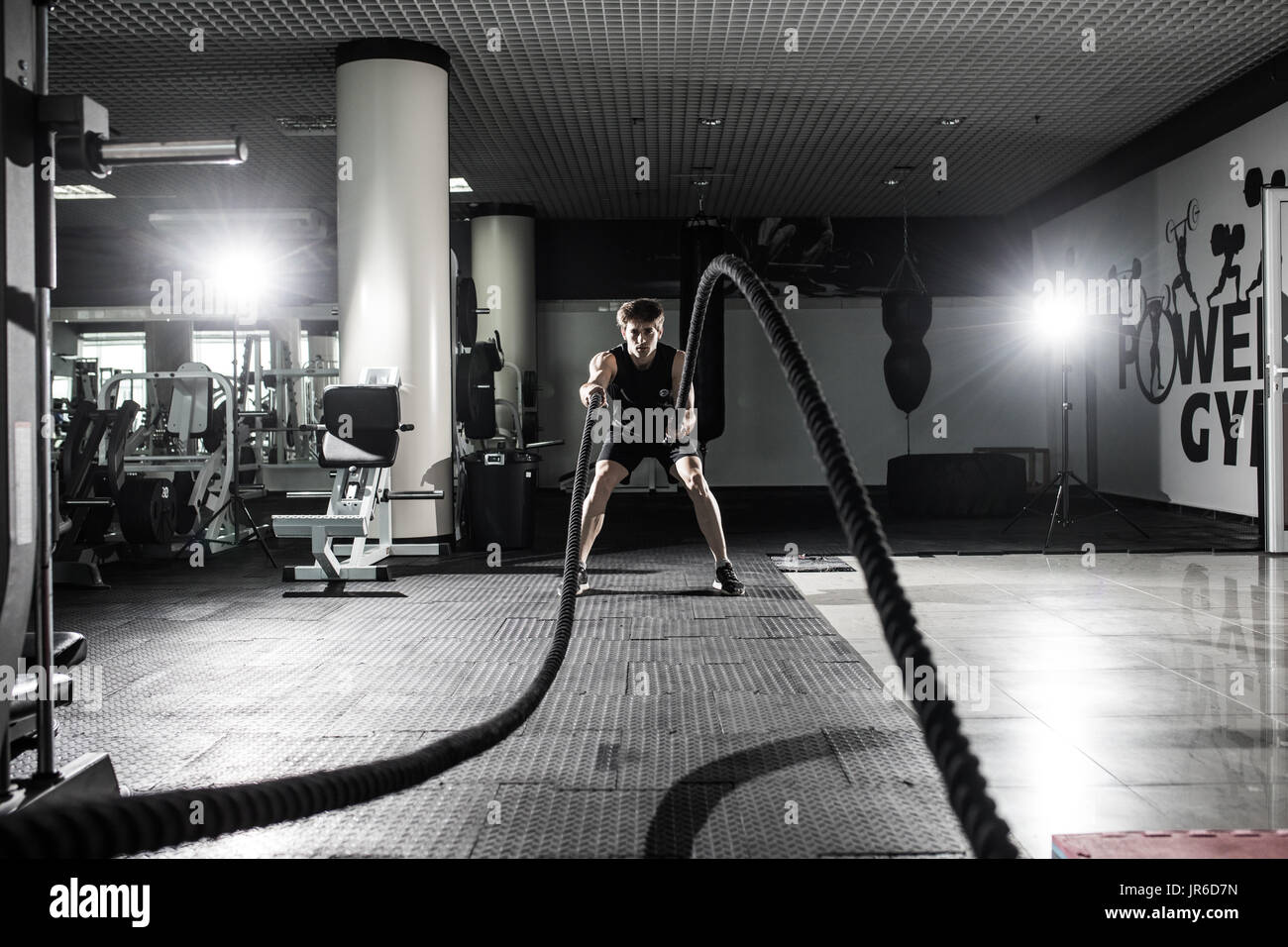 Battle ropes exercise in hi-res stock photography and images - Alamy