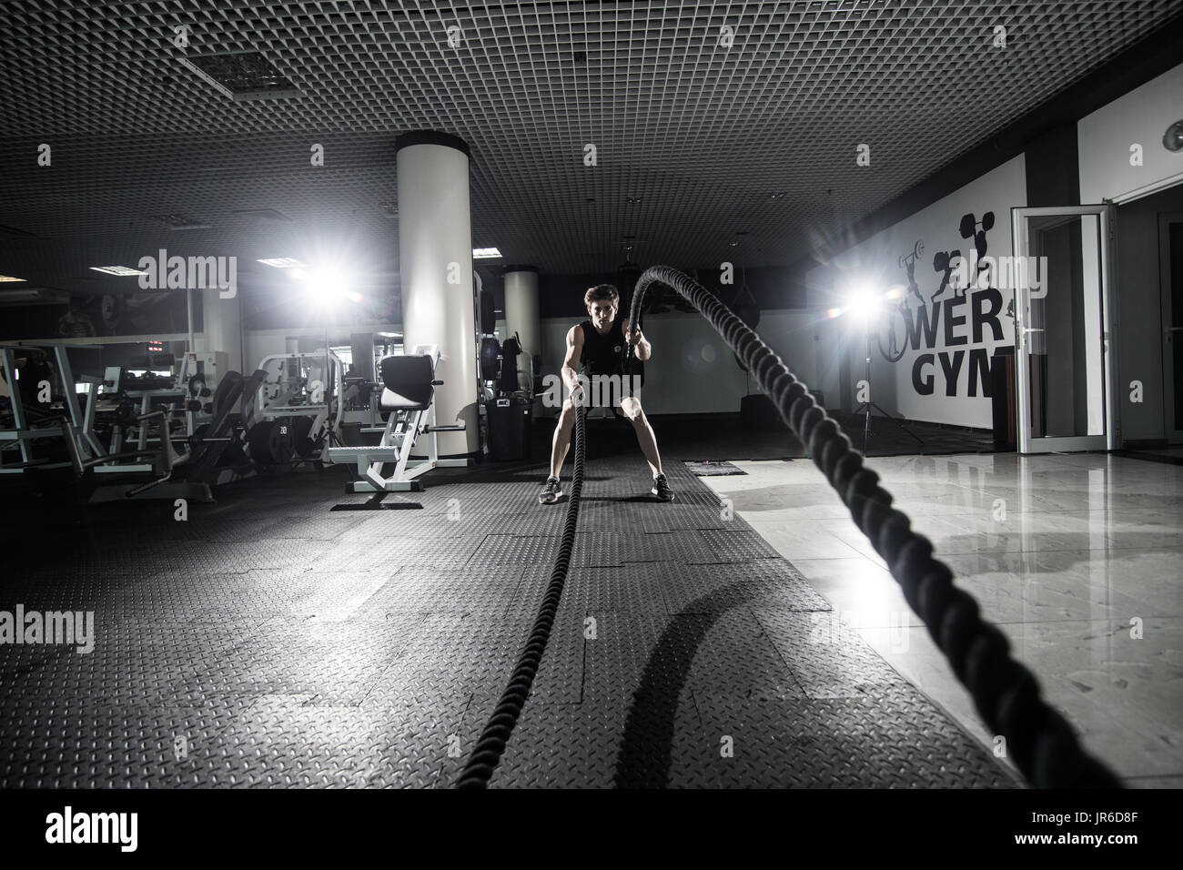 Crossfit athlete ropes hi-res stock photography and images - Alamy