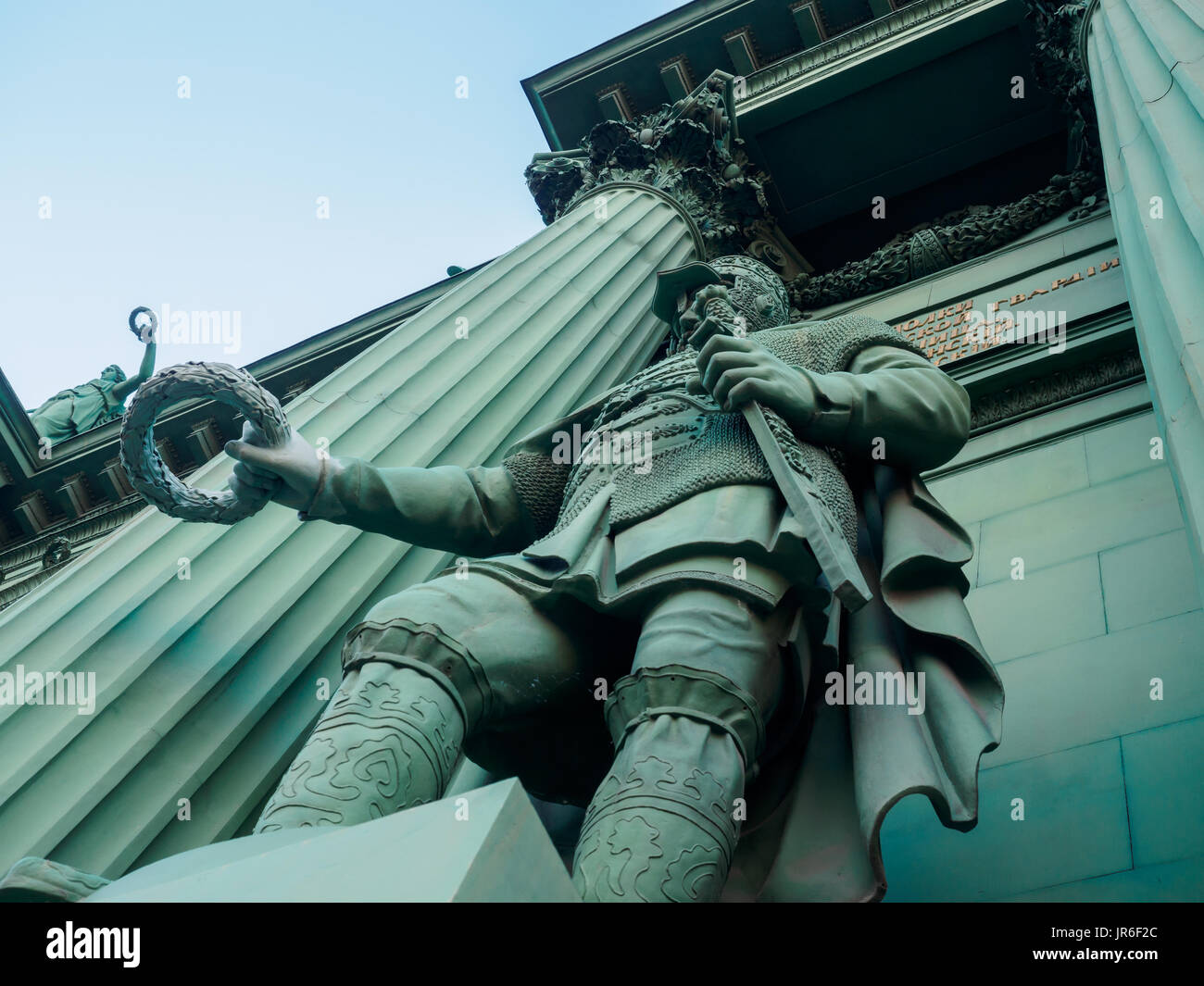 Saint Petersburg, Russia - July 20 2017. Ancient warrior with a laurel ...