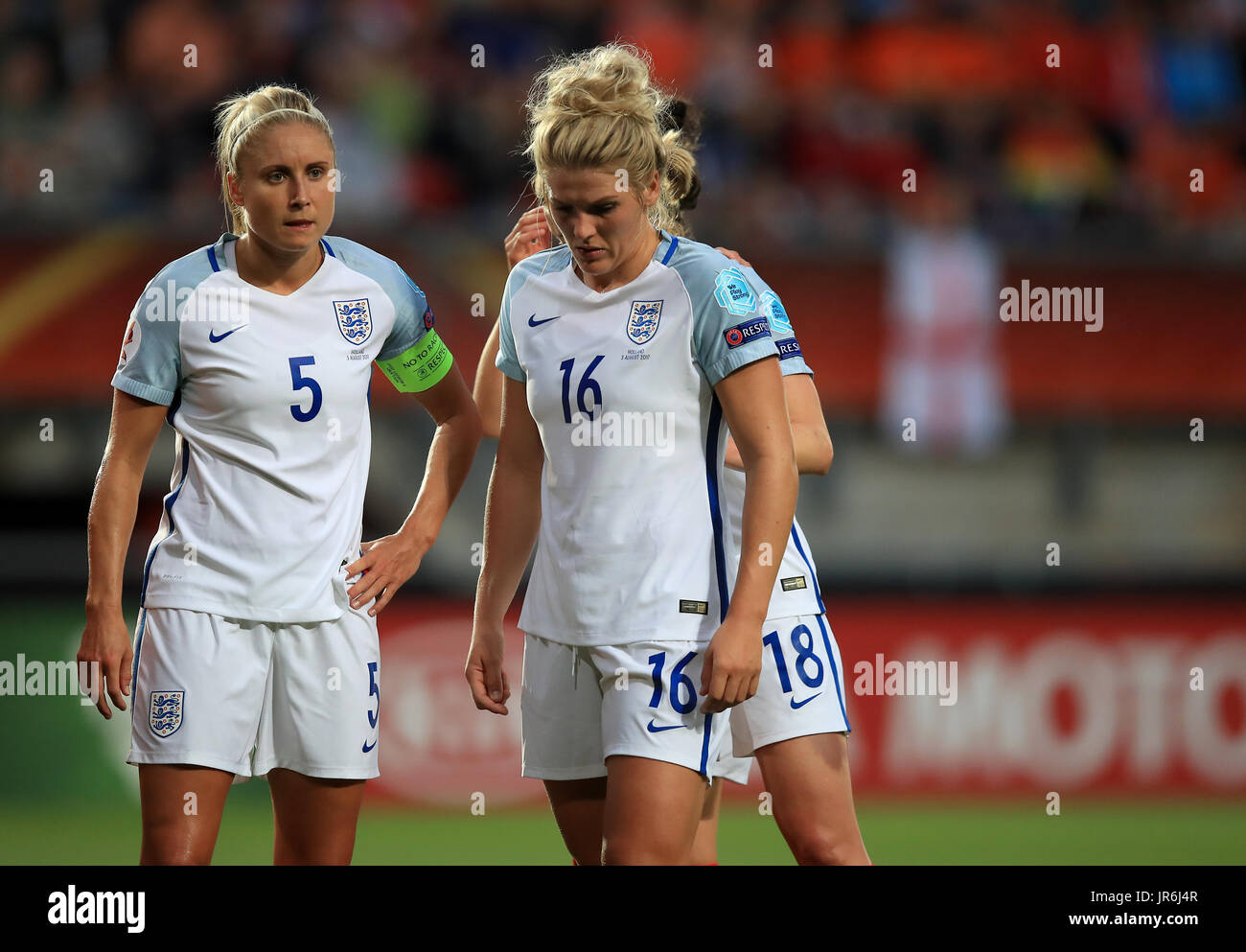 England's Millie Bright (right) appears dejected during the UEFA Women ...
